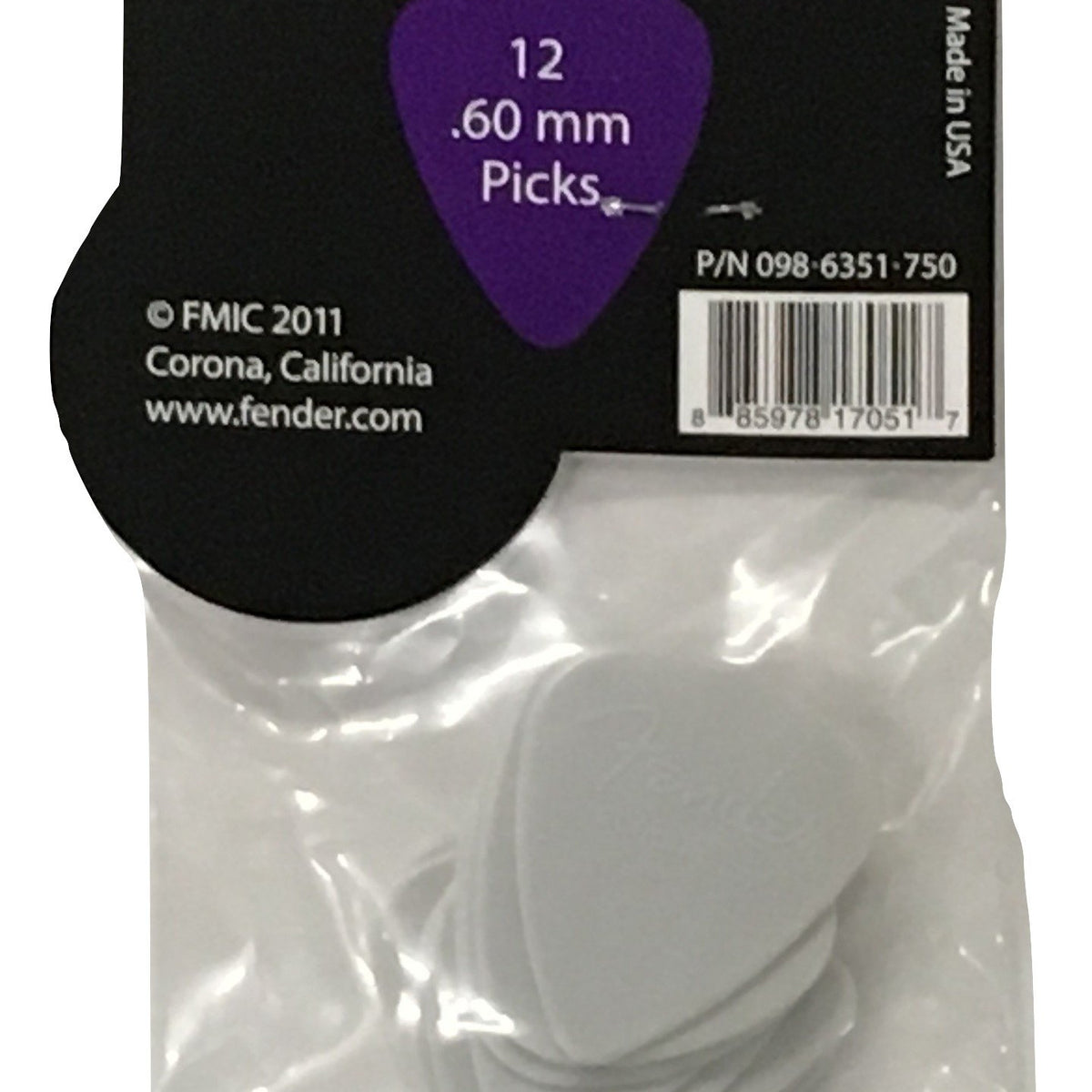 Fender Nylon Guitar Picks 351 Shape, Guitar Accessories, White, 0.60Mm ...