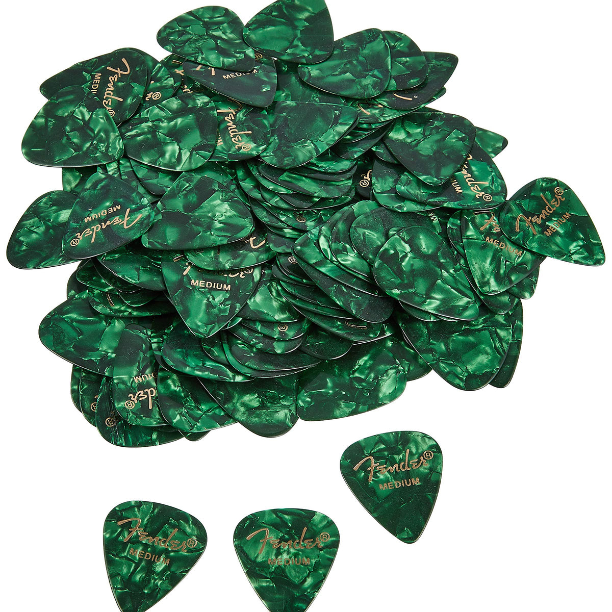 Fender Premium Celluloid Guitar Picks 351 Shape, Green Moto, Medium, 1 ...