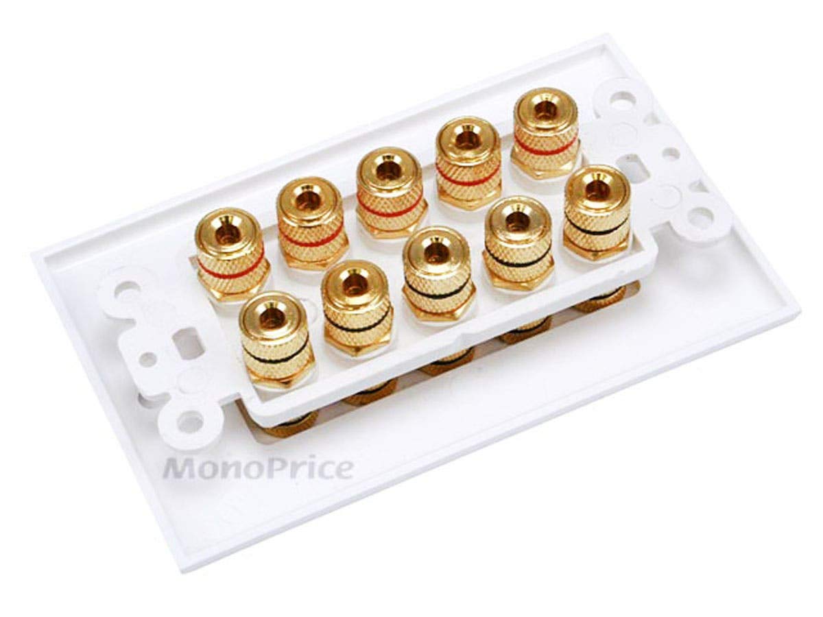 Monoprice 103539 Banana Binding Post Two Piece Inset Wall Plate White ...