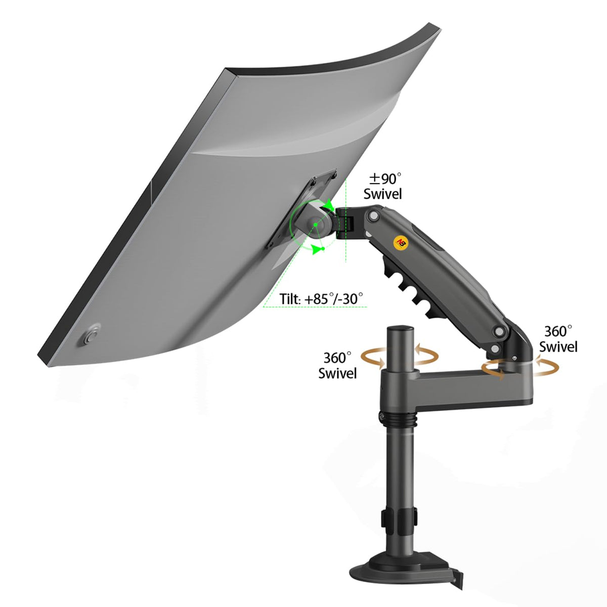 Nb North Bayou Monitor Desk Mount Long Arm For Monitors Within 4.4 To ...