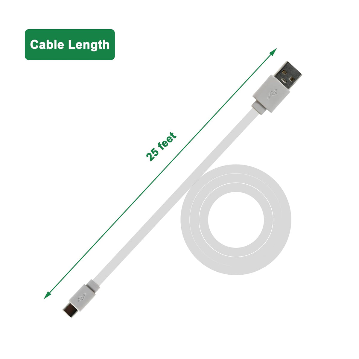 Pdeey 25 Ft Usb C Cable For Cctv Wifi Security Camera, Type C Extensio ...
