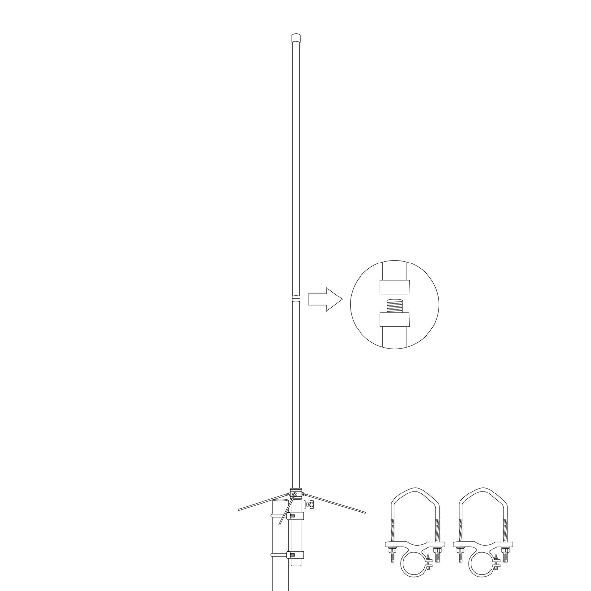 UAYESOK Fiberglass GMRS Base Antenna High Gain 462-467 MHz Repeater Wh ...