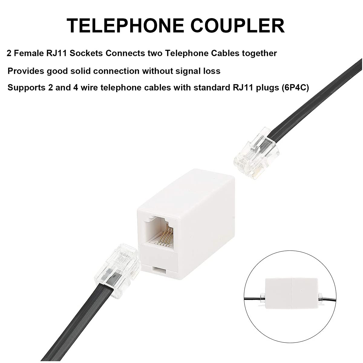 Kinxiyu Phone Cord 25Ft, Landline Telephone Cable With Rj11 Plug, Incl ...