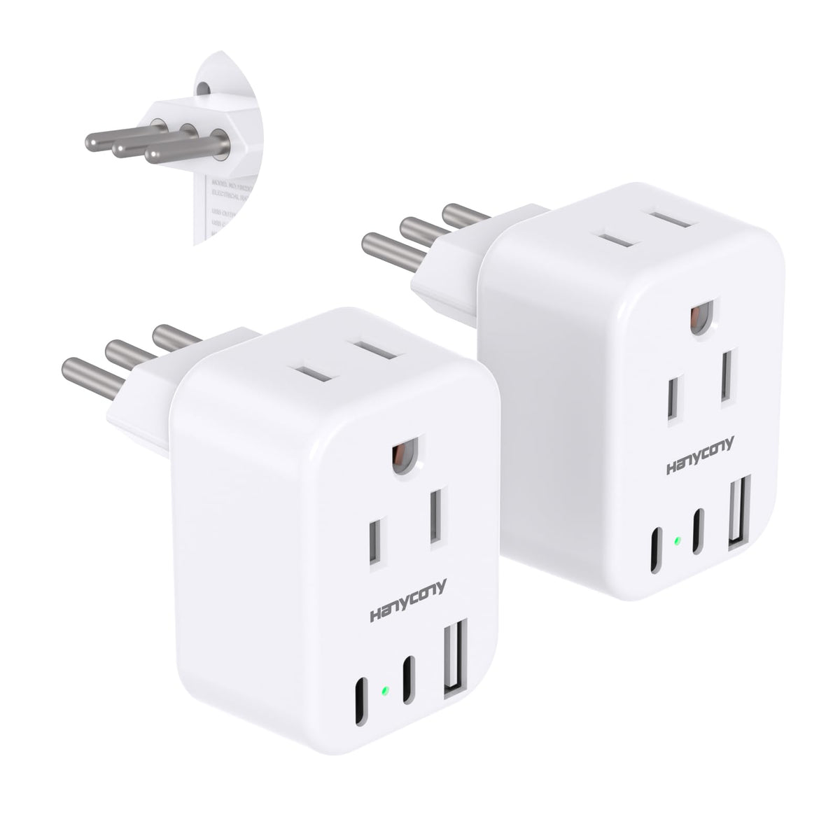 Italy Travel Plug Adapter, Type L Power Plug Adapter With 2 Outlets 3 ...