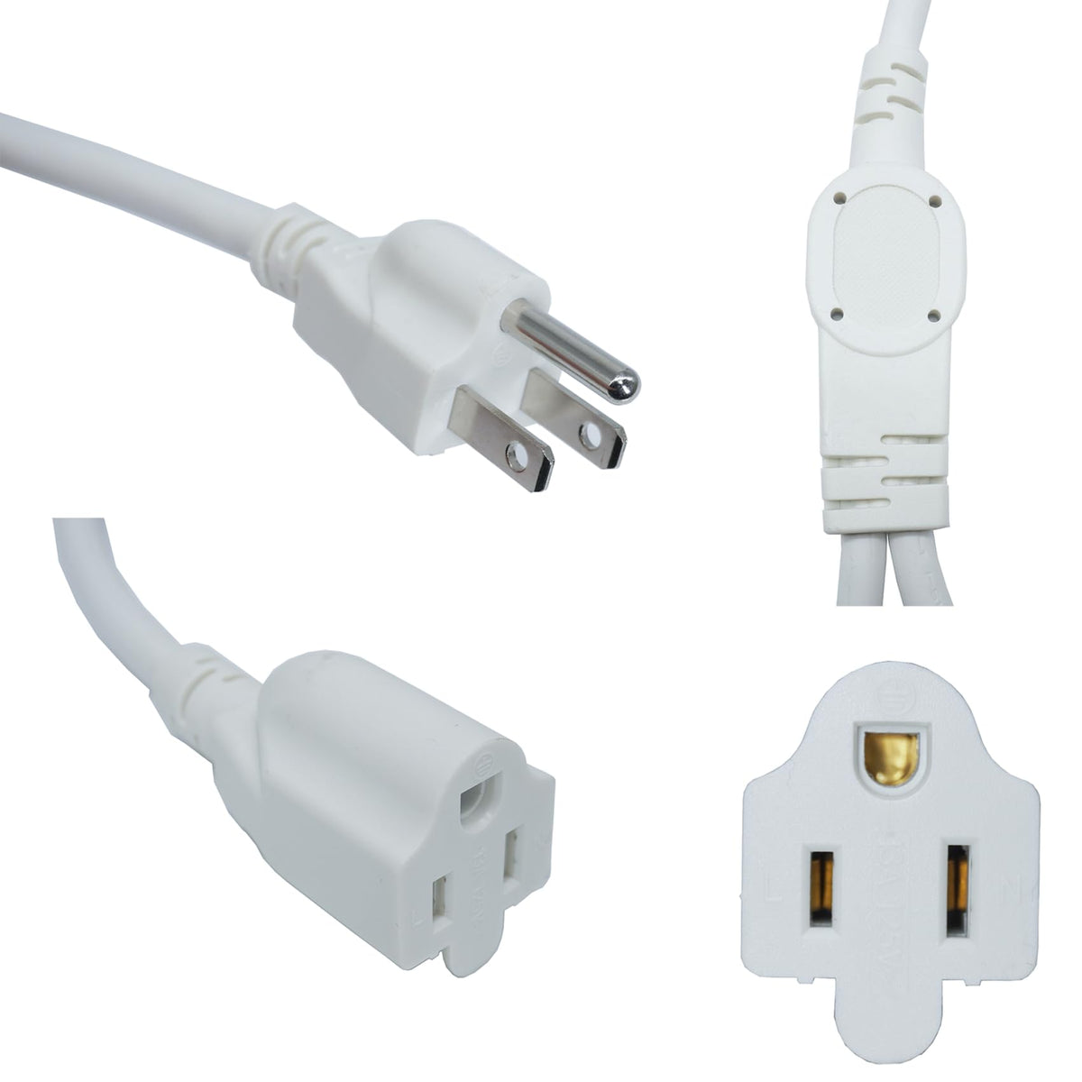 3 Prong Extension Cord Splitter, Indoor Outdoor 1.5 Ft Power Cord ...