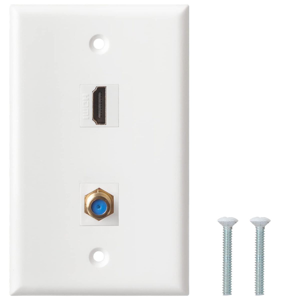 HDMI Wall Plate, 1 Port 4K HDMI Keystone to Female, 1 Port F Type ...