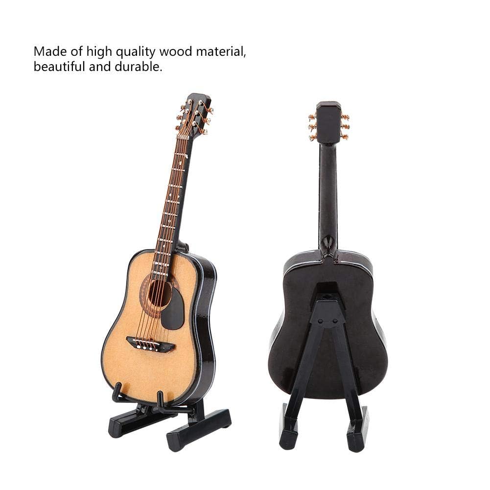 Heepdd Miniature Guitar, Mini Wooden Miniature Guitar Model With Guita ...