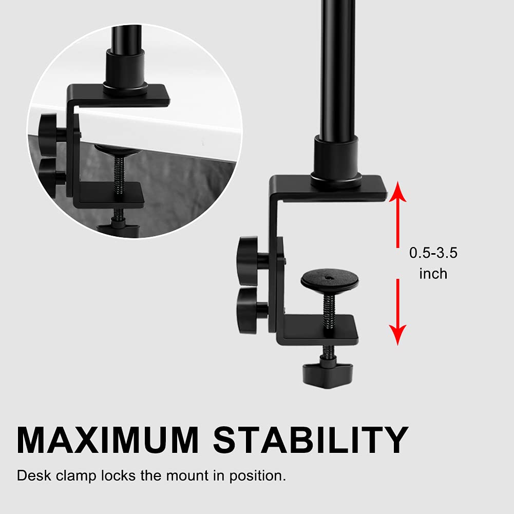 Obeamiu Camera Desk Mount Stand, 11 Inch Magic Arm With 1/4' Screw Thr ...