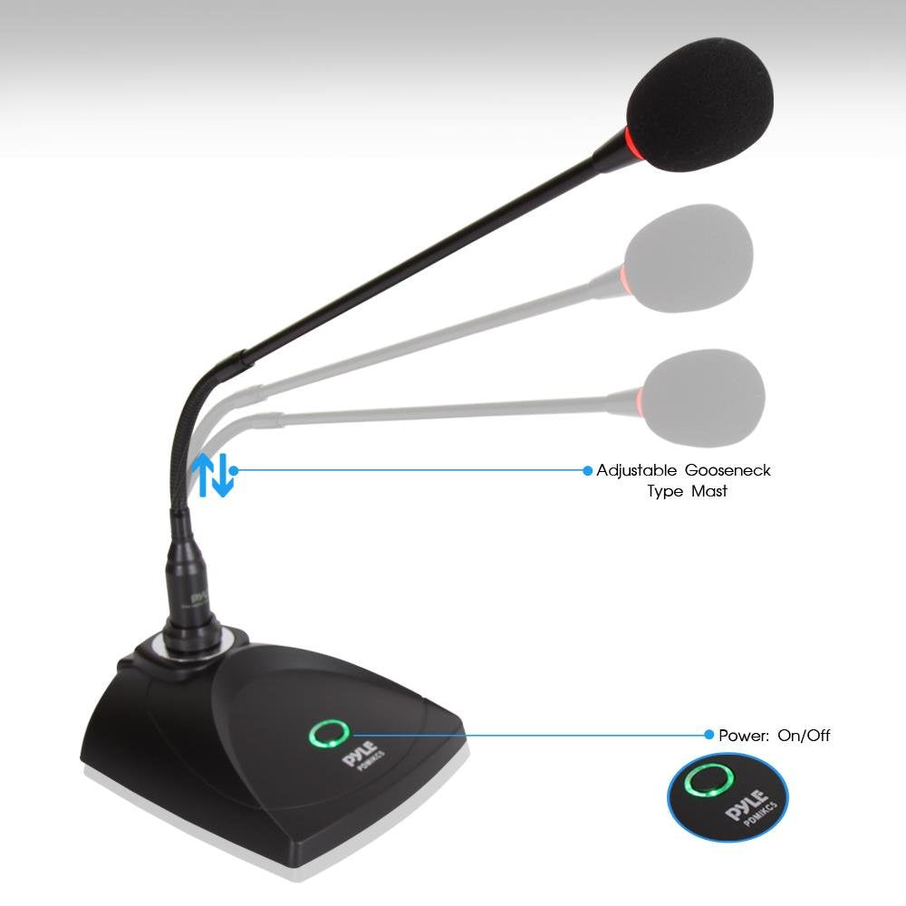 Desktop Gooseneck Wired Microphone System - Table Mounted Corded Voice ...
