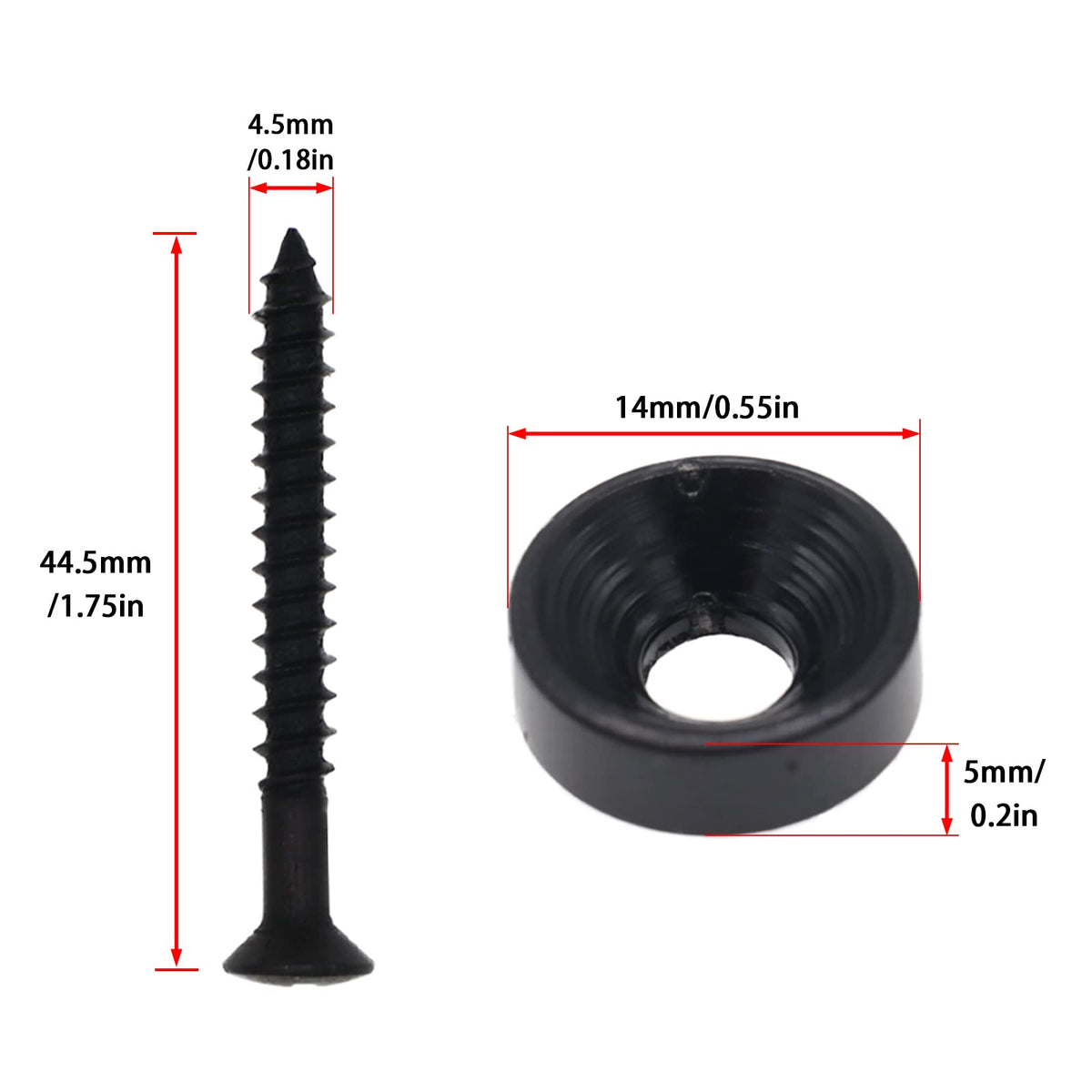 Cheerock Black Guitar Neck Joint Bushings And Bolts, 8Pcs Metal Guitar ...