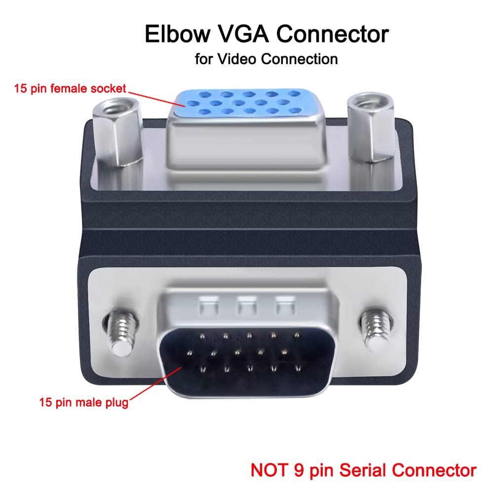 Dtech 90 Degree Vga Right Angle Adapter 15 Pin Male To Female Extension ...