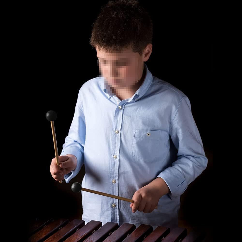 esowemsn Wooden Drum Mallets - 2pcs Black Rubber Xylophone Sticks with ...