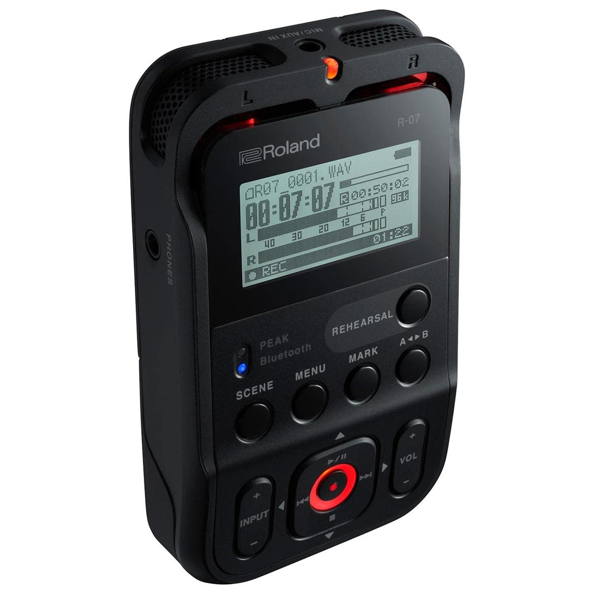 Roland R-07 High-Resolution Handheld Audio Recorder, 128x64, Black, Mo ...