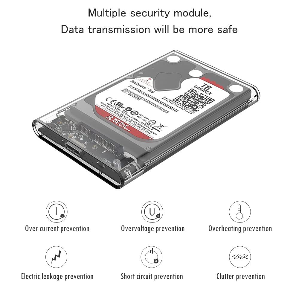 Reletech 2.5' External Hard Drive Enclosure, Sata To Usb 3.1 Tool Free ...