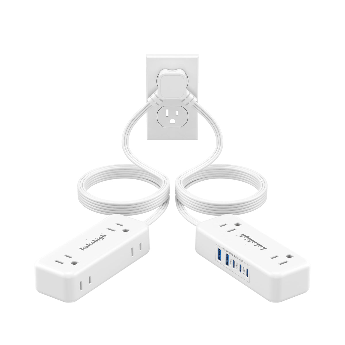 Split Extension Cord 10FT (5FT on Each Side), Single Flat Plug Twin Ex ...