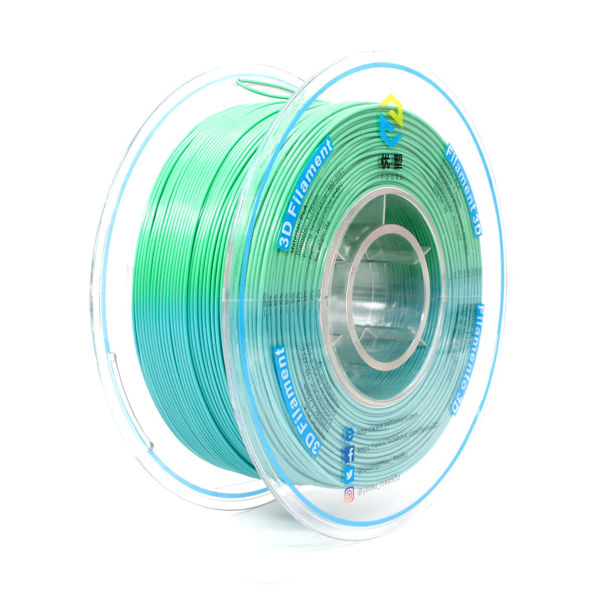 YOUSU 1.75 mm PLA 3D Printer Filament Color Change by Temperature PLA ...