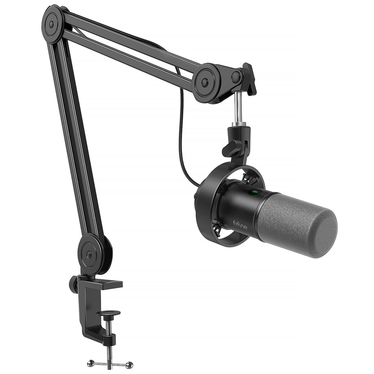 FIFINE Dynamic Podcast Microphone Set with Boom Arm Stand, Studio XLR ...