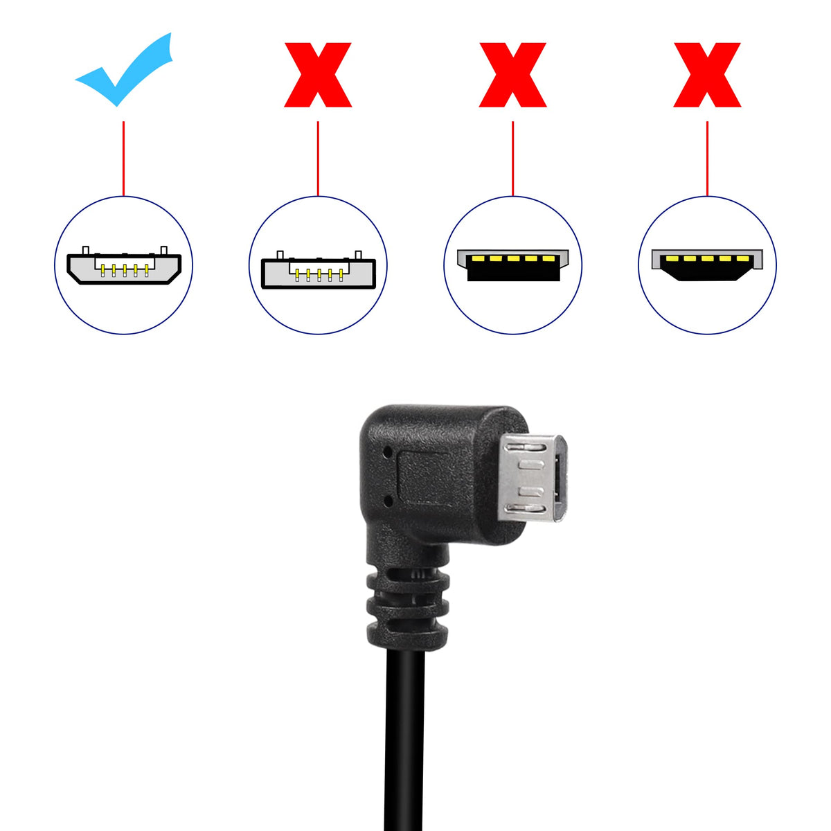 Qianrenon 90 Micro Usb Panel Flush Mount Waterproof Extension Cable ...