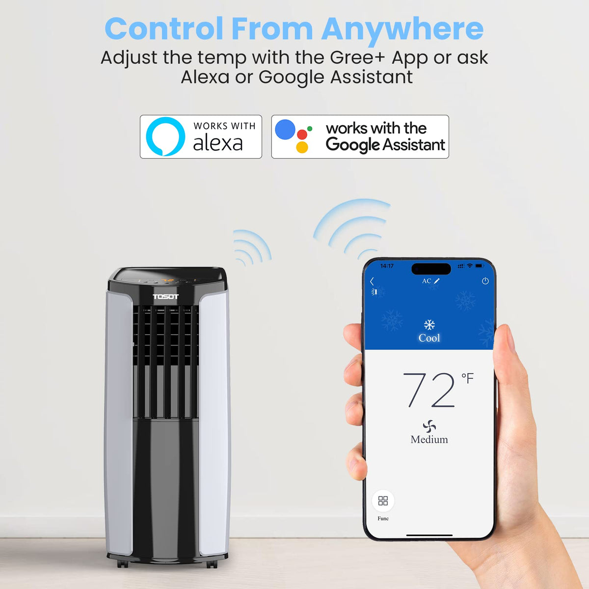 Tosot 9,700Btu (5,000 Btu Sacc) Portable Air Conditioner, Smart Wifi ...