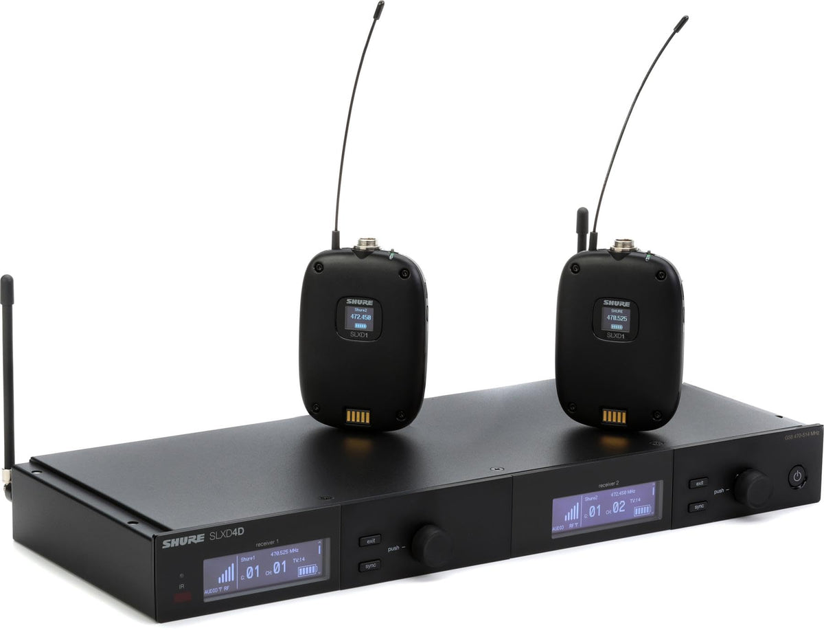 Shure SLXD14D Dual Channel Wireless System with (2) Bodypacks and (2 ...