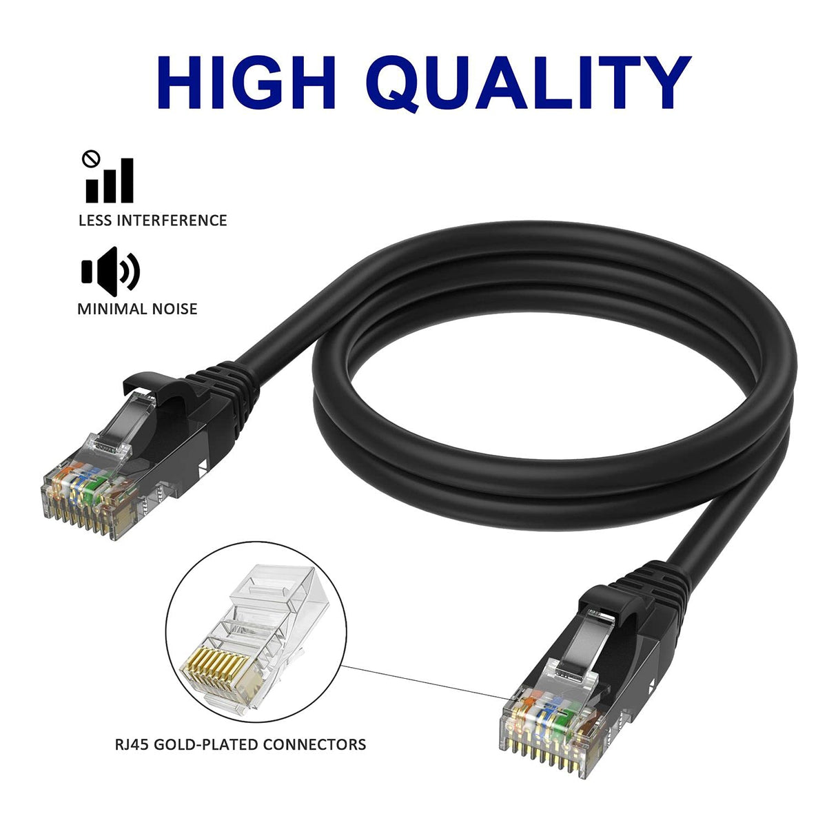Adoreen Cat 6 Ethernet Cable 12 Ft 3 Pack,High Speed Short Patch Cable ...