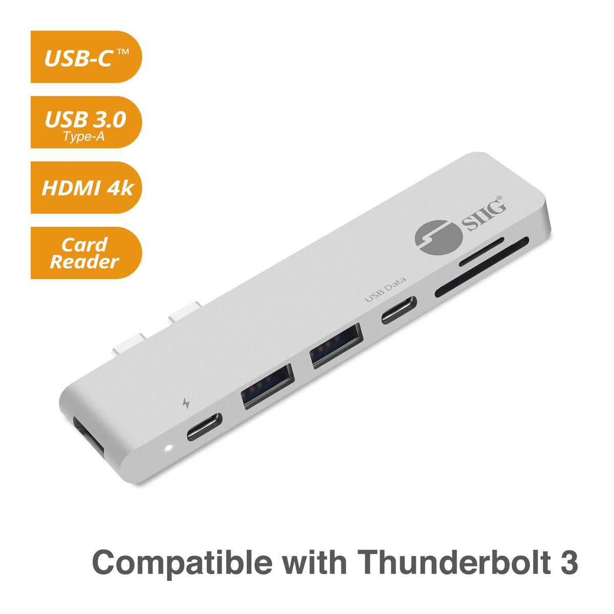 Siig Thunderbolt 3, Aluminum Usb Type C Hub With 4K @30Hz Hdmi, Sd/Mic ...