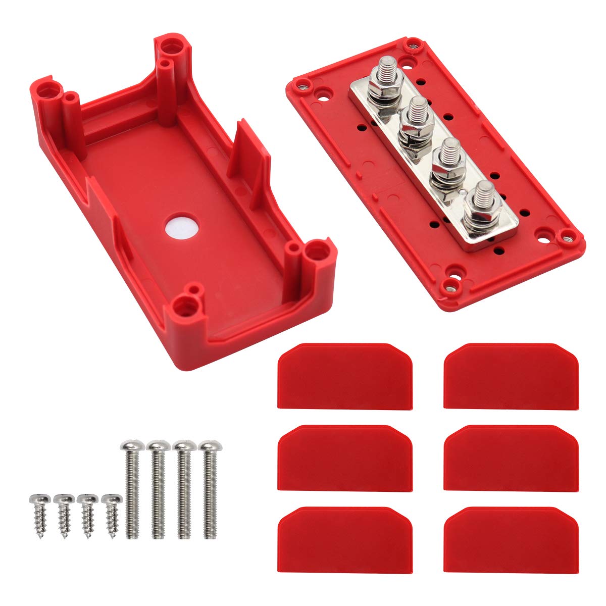 T Tocas 12V Power Distribution PowerBar Busbar 4X M10 (3/8 ) Stud, 300A ...