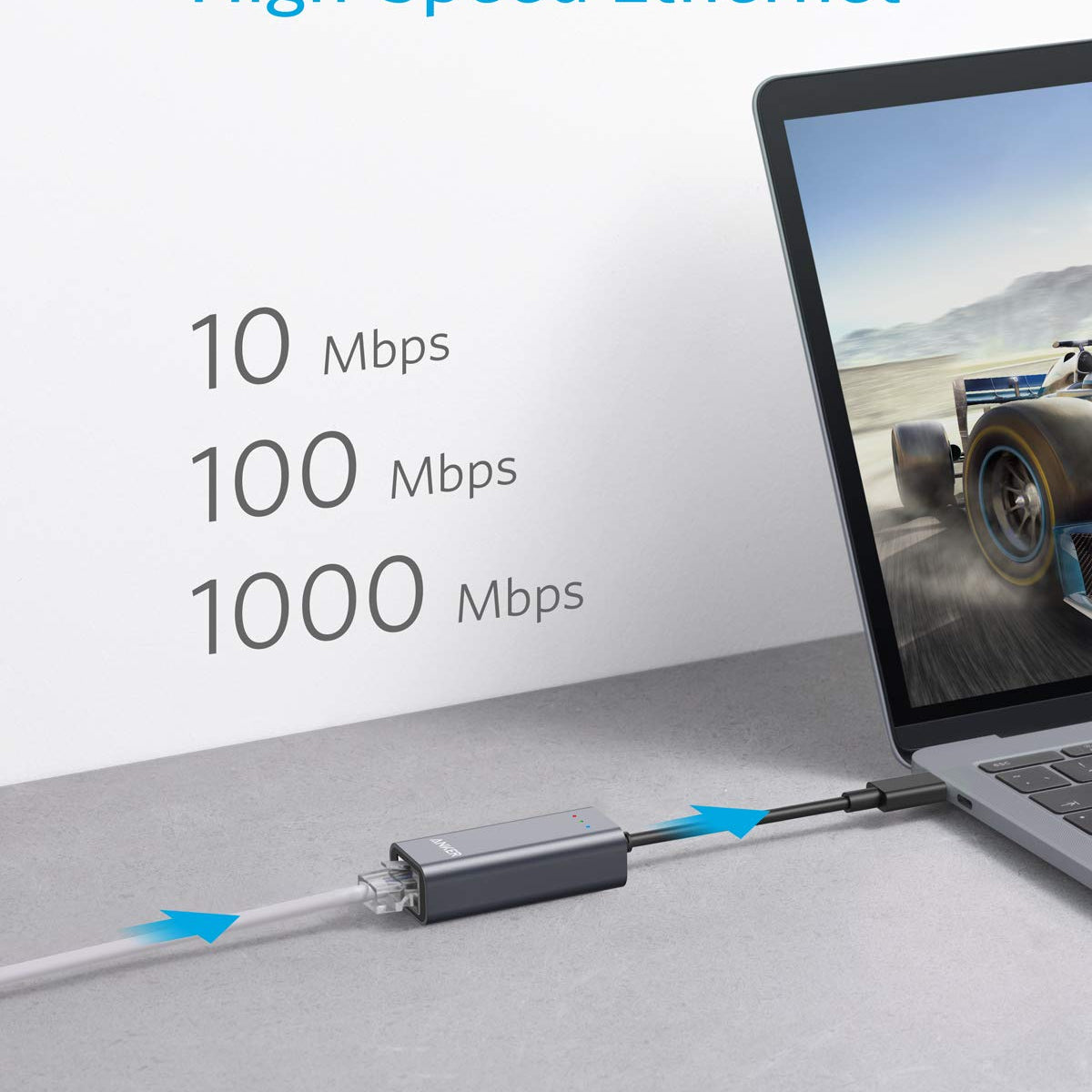 Anker Usb C To Ethernet Adapter, Portable 1 Gigabit Network Hub, 10/10 ...