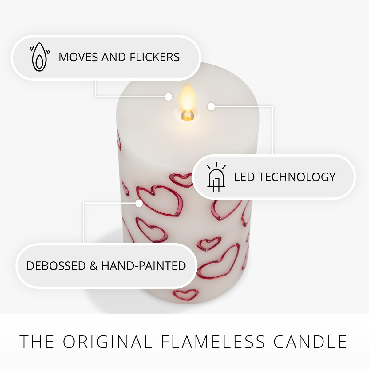 Luminara Debossed Hearts Pillar Candle Metallic Magenta Patented ...