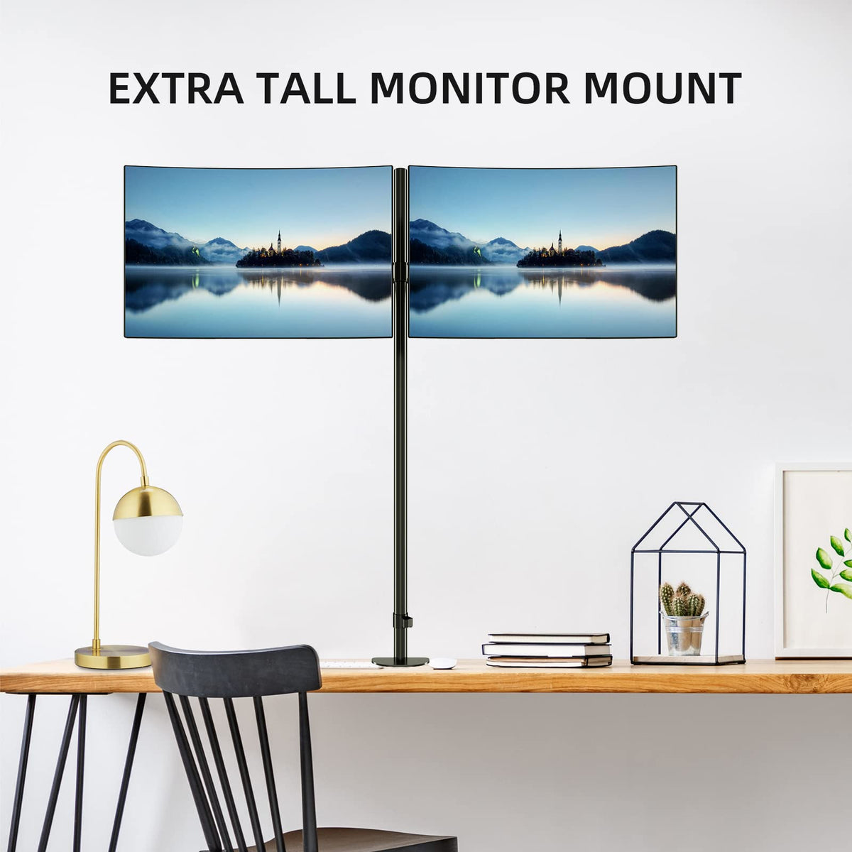 Pholiten Extra Tall Dual Monitor Stand, Dual Monitor Mount, Desk Mount ...