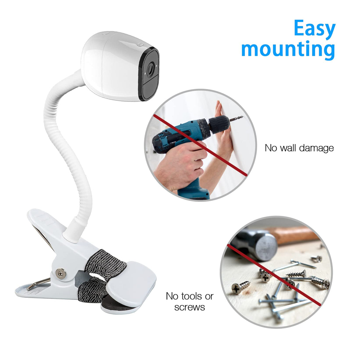 Adjustable Gooseneck Clamp Mount For Eufy Cameras, Mounting Bracket Co ...