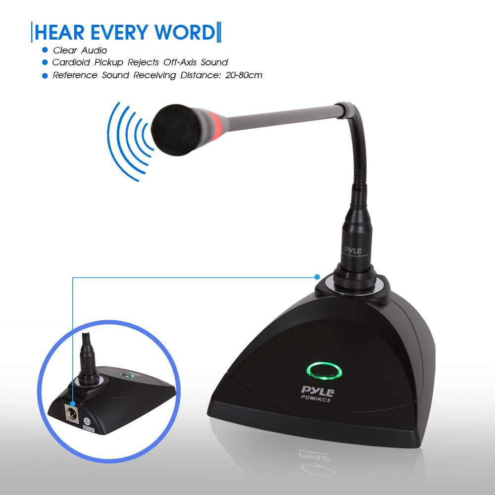 Desktop Gooseneck Wired Microphone System - Table Mounted Corded Voice ...