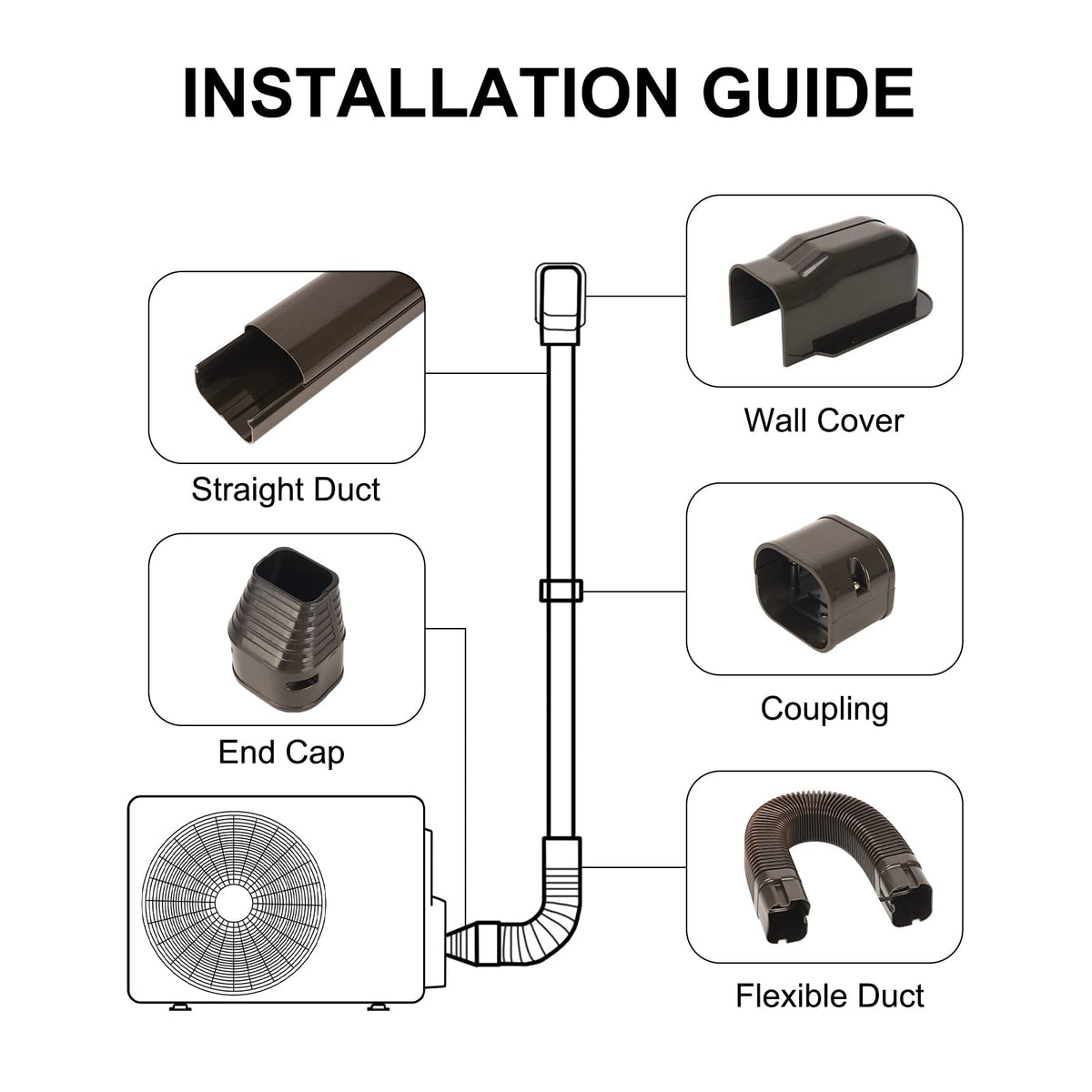 3'' W 10 Ft Line Set Cover Kit For Mini Split Air Conditioner Brown De ...