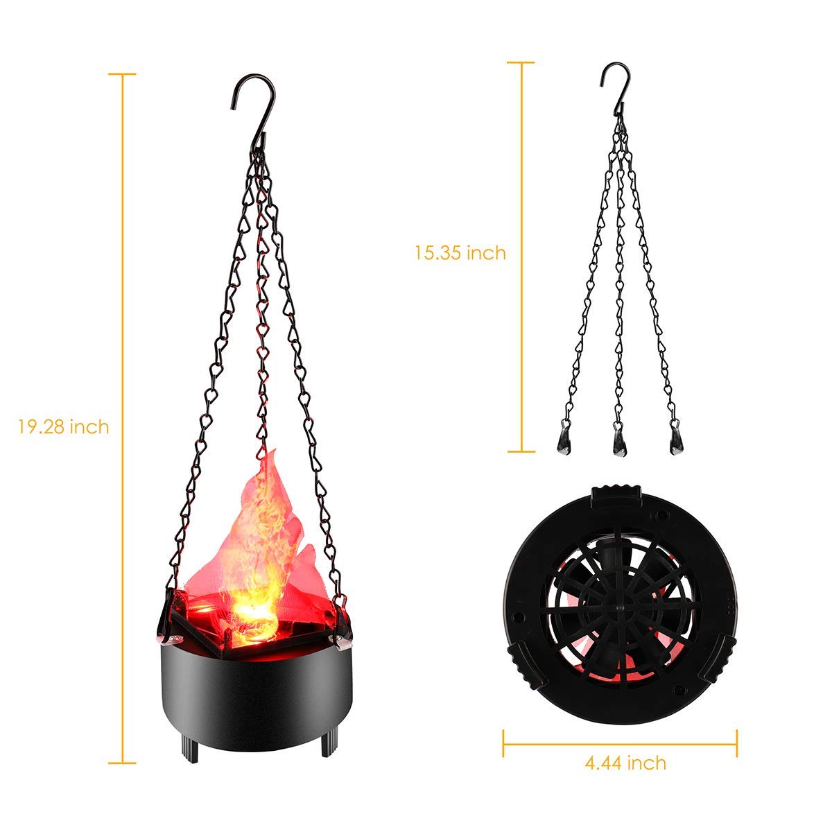 Mifxin Electric Led Flame Fire Light Hanging Brazier Lamp Simulated 3D ...