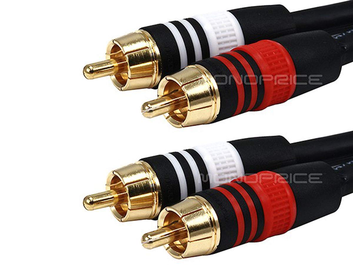 Monoprice Premium Two Channel Audio Cable 3 Feet Black | 2 Rca Plug To ...
