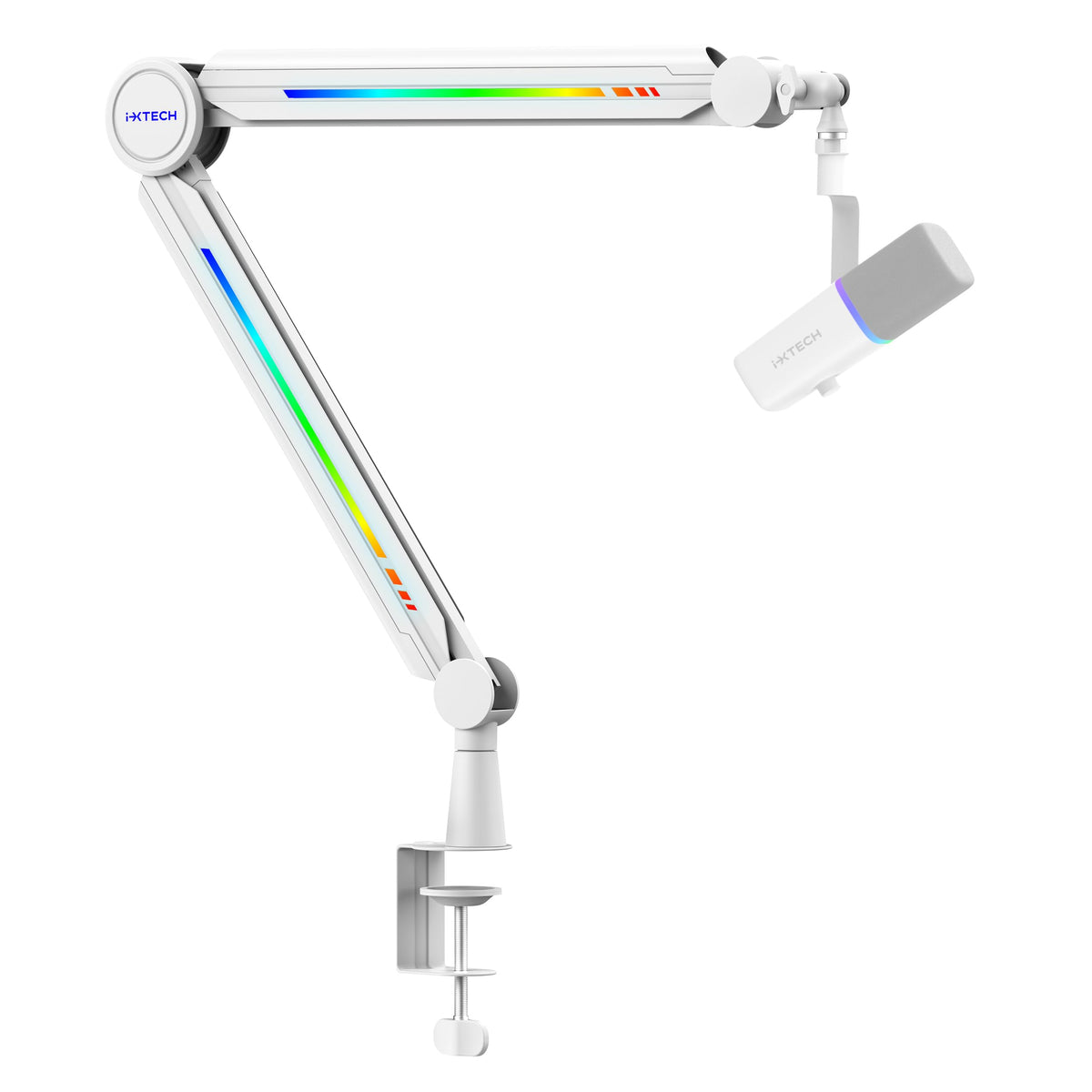 IXTECH RGB Mic Boom Arm High Profile, Overhead Boom Arm Microphone Sta ...