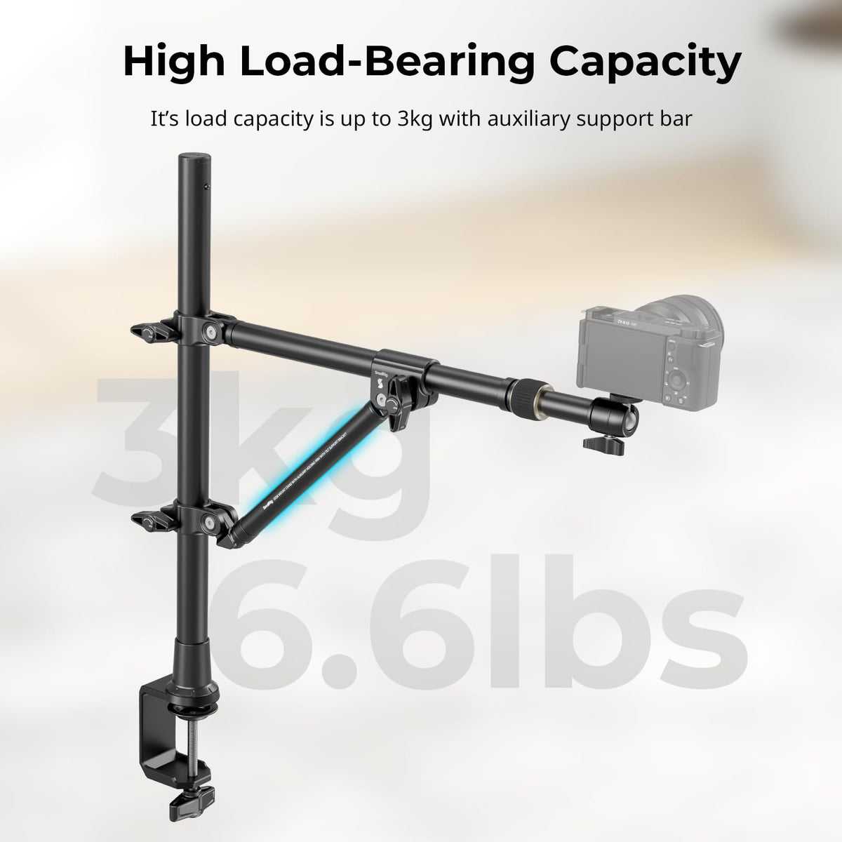 SMALLRIG Triangle Camera Desk Mount, Max. Load 3kg/ 6.6lbs, Overhead ...