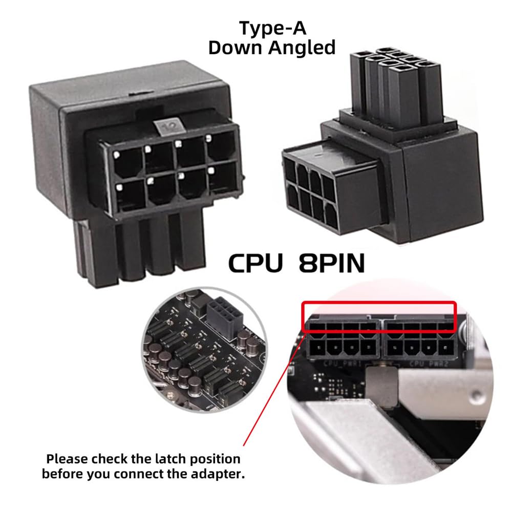 cablecc 2pcs/lot 90 Degree Up Down Angled ATX 8P EPS Male to Female ...