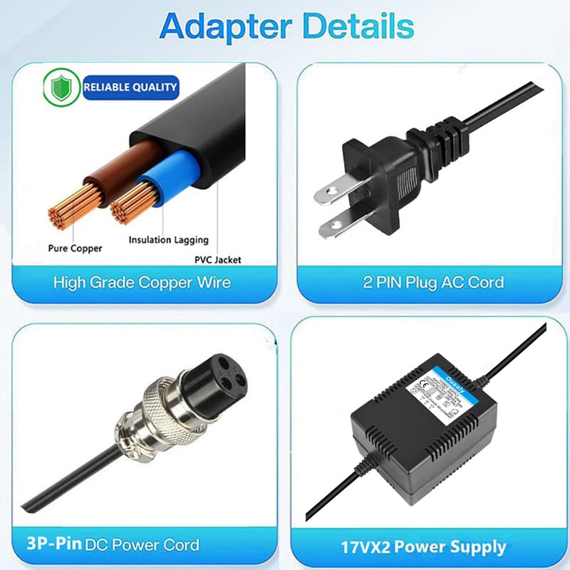 AC17VX2 1500mA for Mixing Console Mixer Power Supply AC Adapter 3-Pin ...