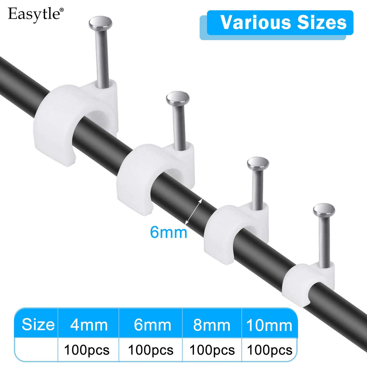 Cable Wire Clips 4Mm 6Mm 8Mm 10Mm Cable Management Rg6 Rg59 Cat5 Cat6 ...