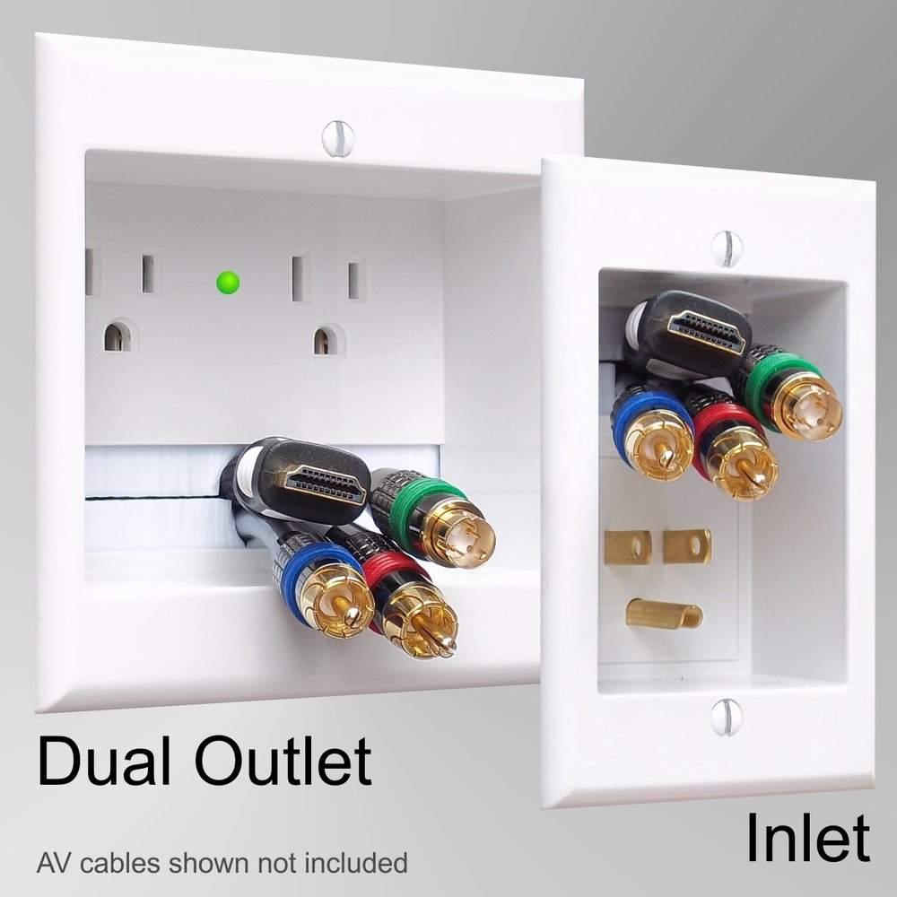 PowerBridge TWO-PRO-IKH2 Dual Outlet Recessed In-Wall Cable Management ...