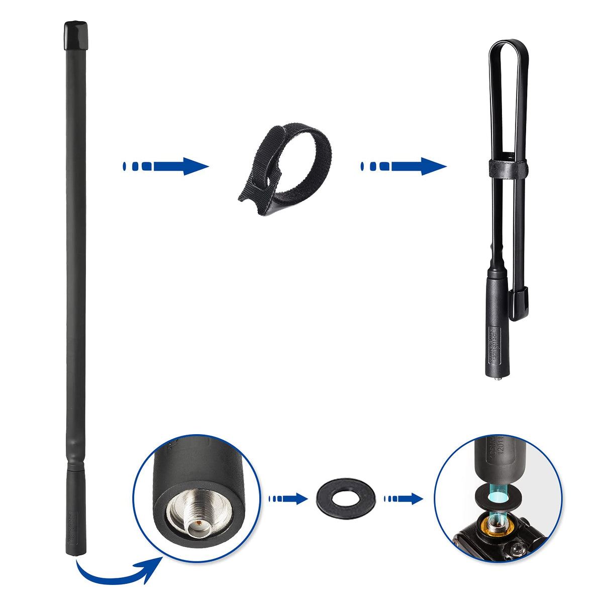 Bingfu Foldable Cs Tactical Sma Female Ham Radio Antenna 2 Pack Dual B ...