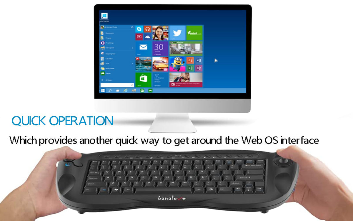 Wireless Keyboard With Trackball Mouse, 2.4G Handheld Multimedia ...