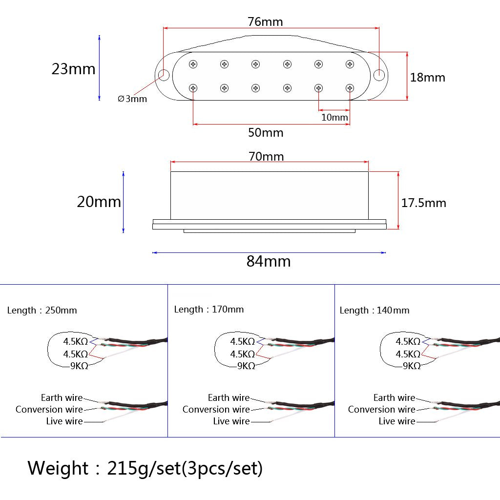 Alnicov 3Pcs Guitar Mini Humbucker Pickups,Neck Middle Bridge Sss Pick ...