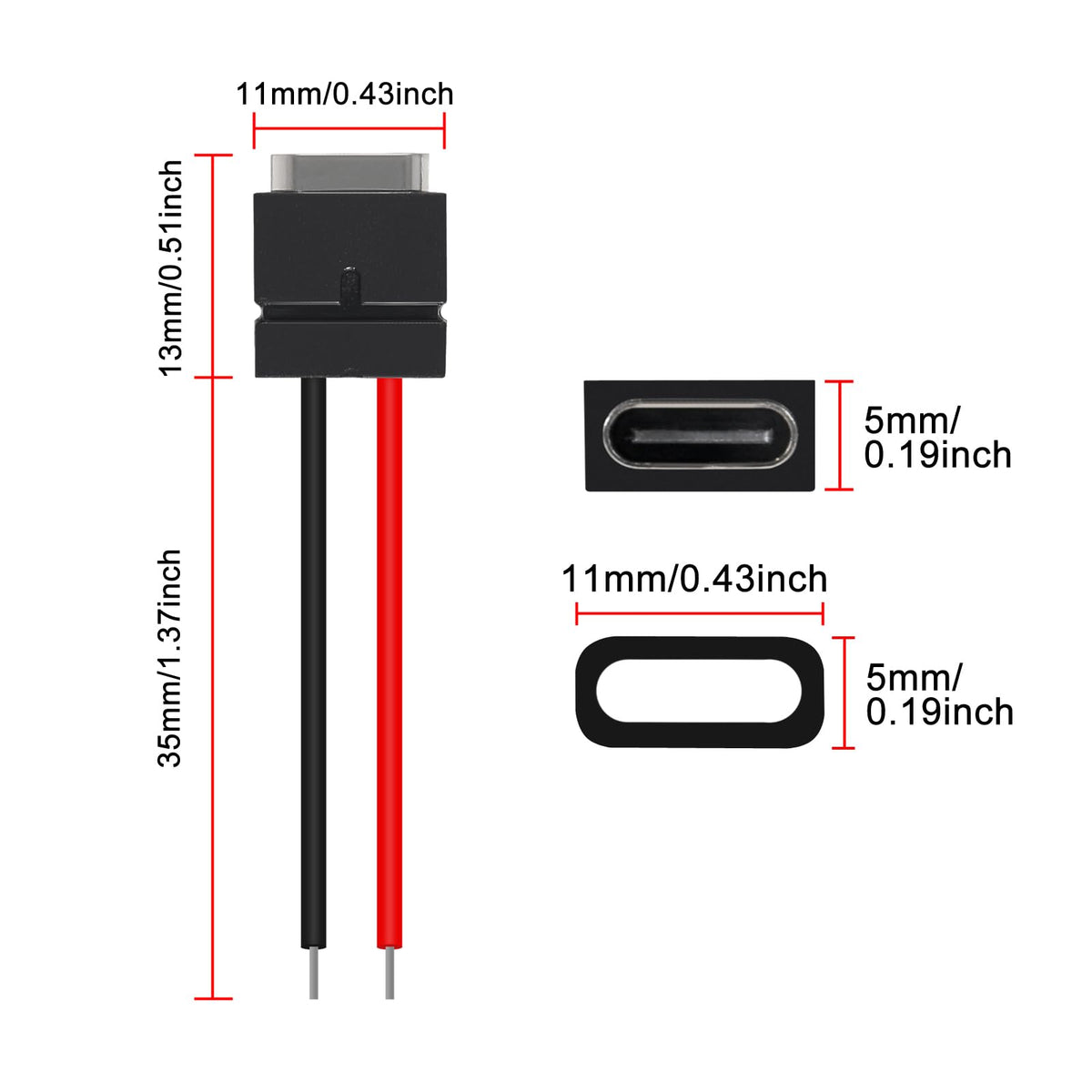 Xiitia 8Pcs Usb Connector Type C Female Chassis 2 Pin For Diy, 2.5A 5V ...