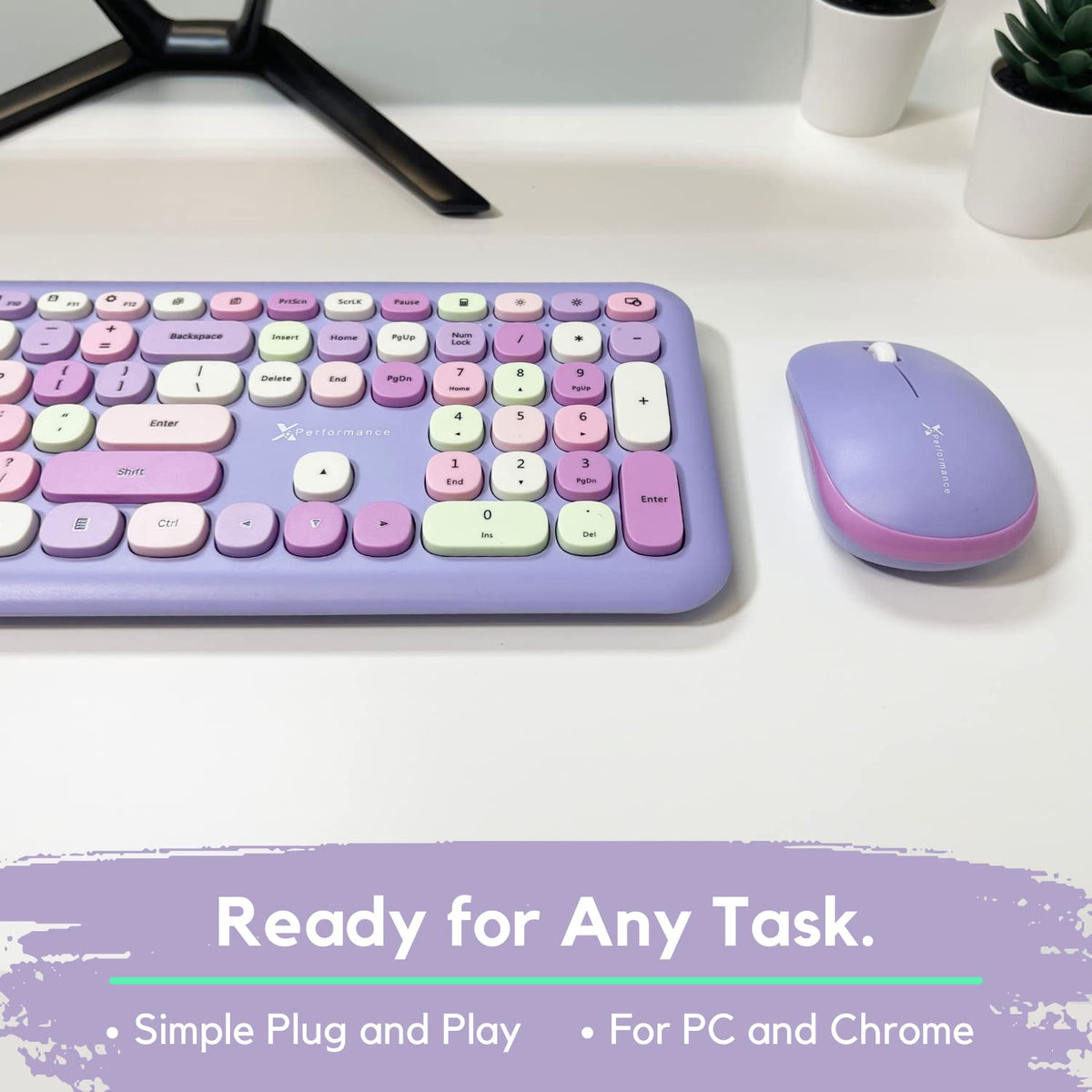 X9 Purple Keyboard And Mouse Wireless Colorful Transform Your Space Wi ...