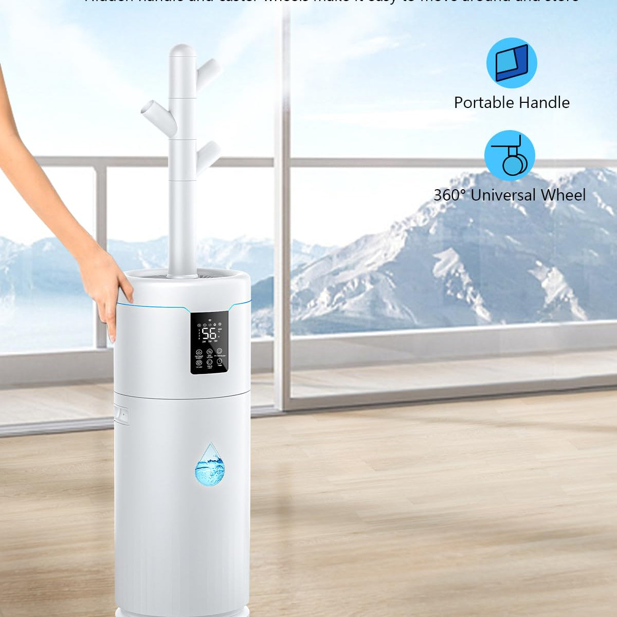Hiswelle Ultra Large Humidifier 17L for 2000 sq ft Rooms, Quiet 4 Mist ...