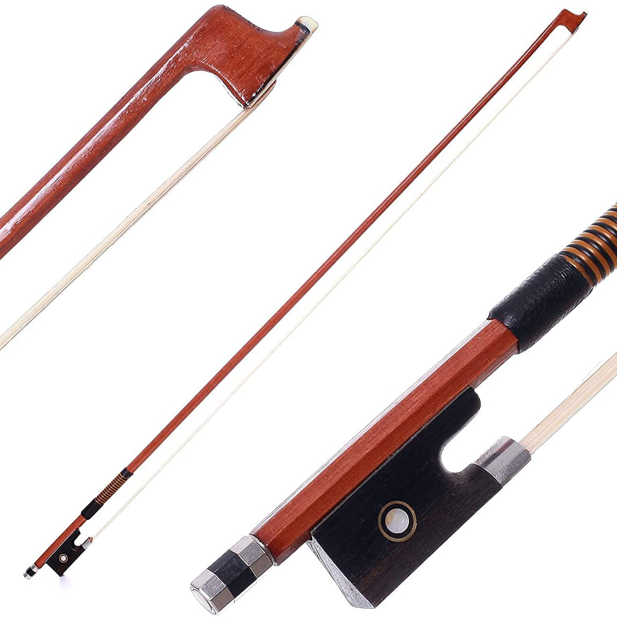 Amzz Premium 4/4 Violin Bow Octagonal Brazilwood Stick With Ebony Frog ...