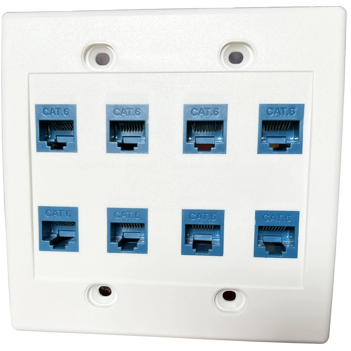 DIYTECH 8 Port Cat 6 Double Gang Ethernet Wall Plate RJ45 Female to Fe ...