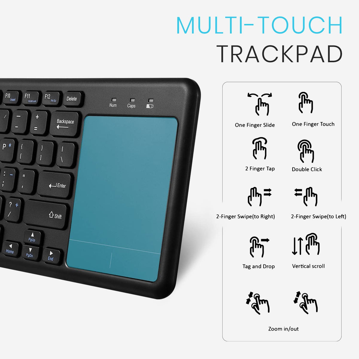 Perixx Periboard 716 Wireless Keyboard With Touchpad, Support Multiple ...